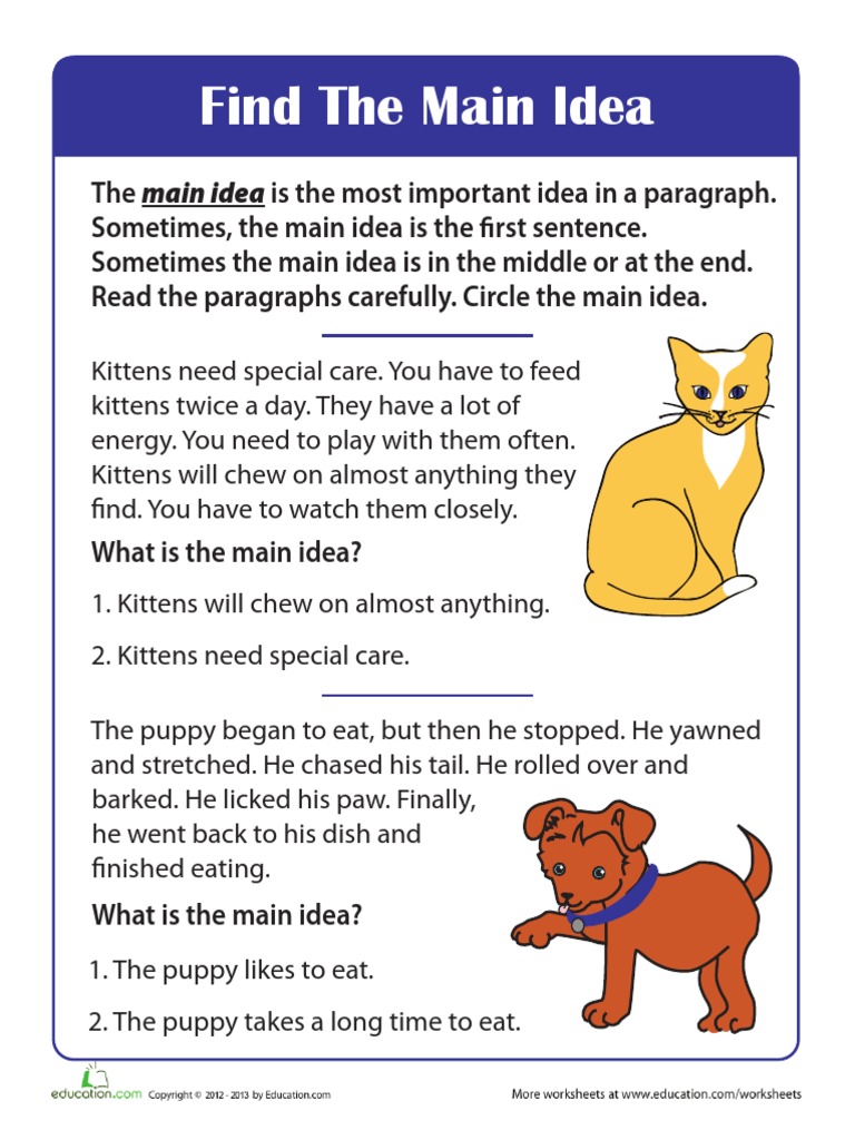Reading Comprehension Main Idea | PDF