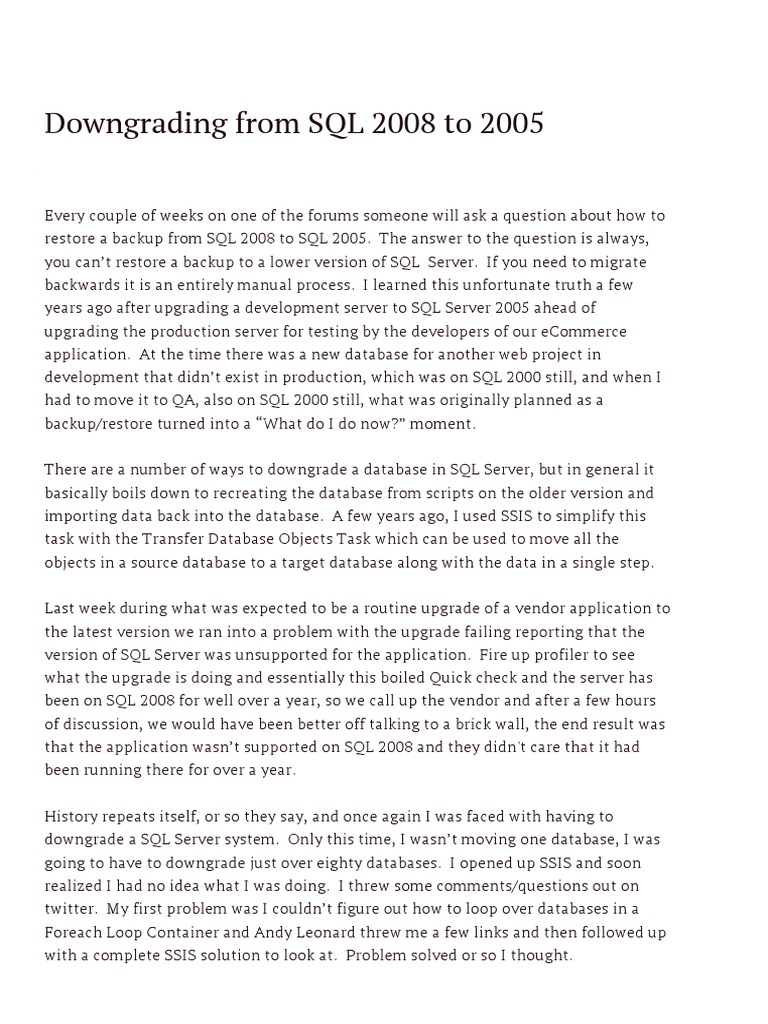The Rambling DBA - Jonathan Kehayias - Downgrading From SQL 2008 To ...