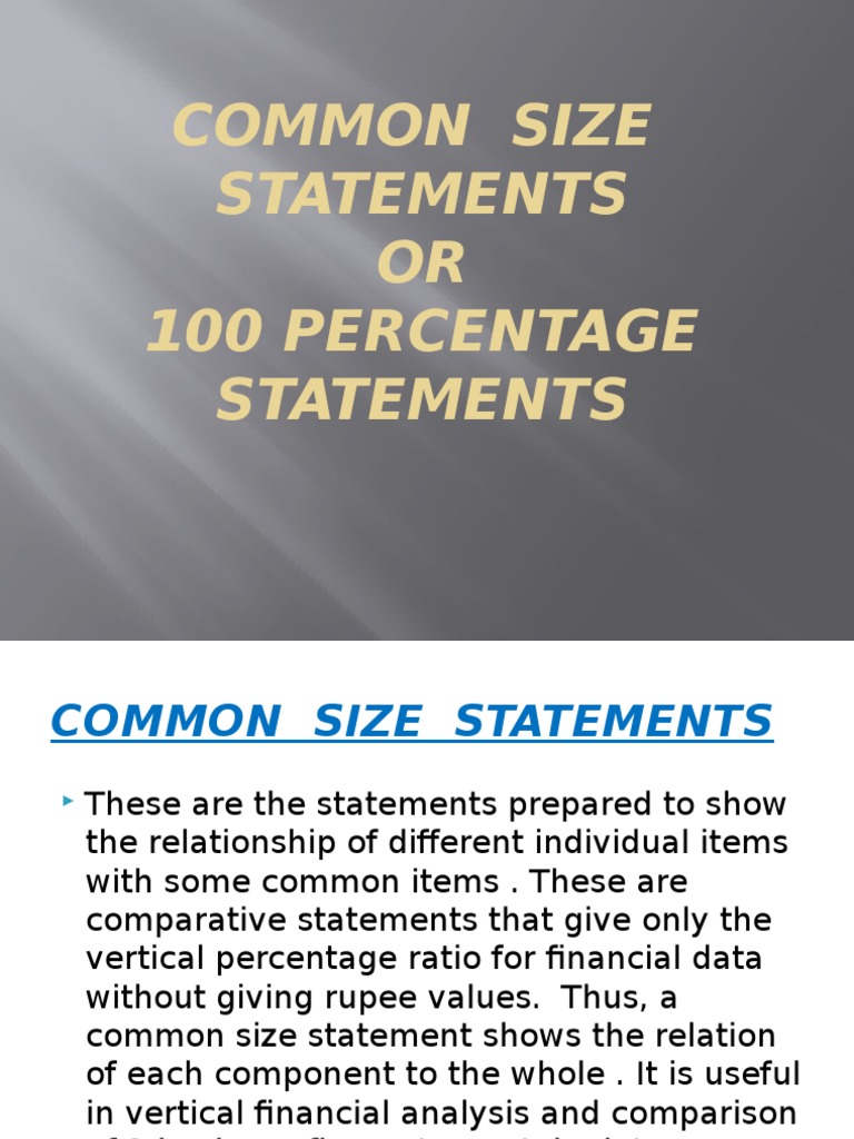 Common Size Statements PPT 2046 | PDF