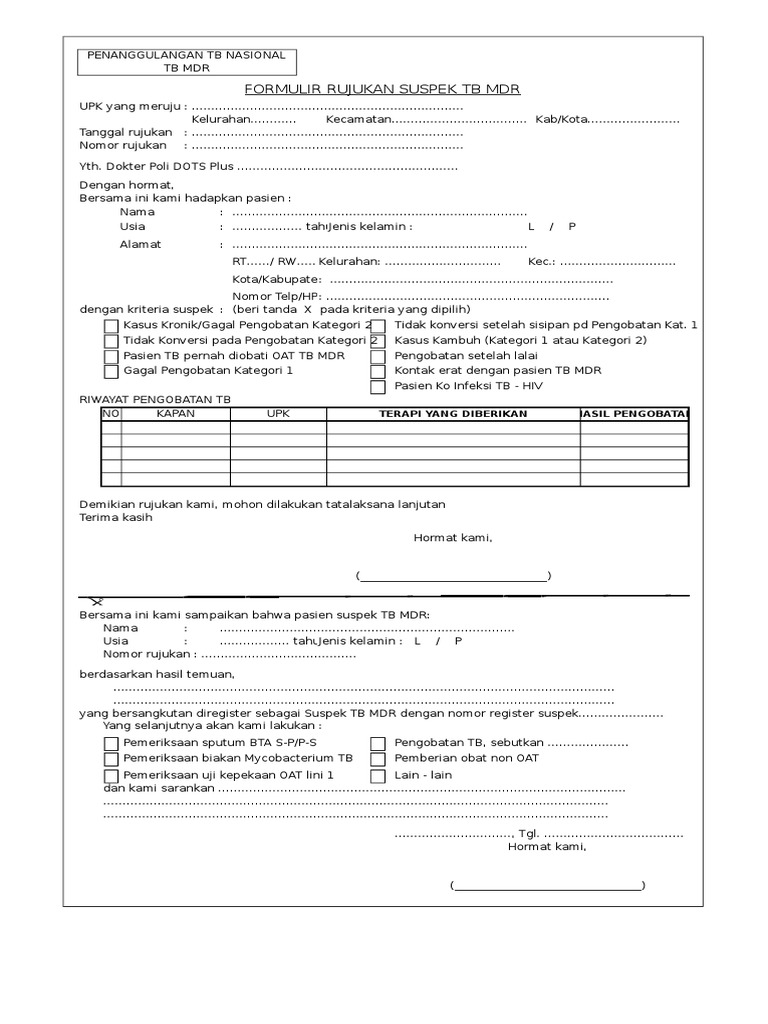 Form Rujukan TB MDR | PDF