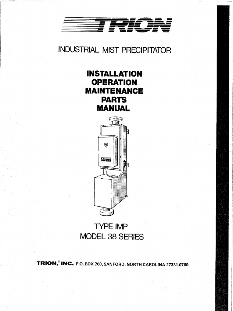 Electroststic Precipitator Trion Imp 38 Owners Manual | PDF