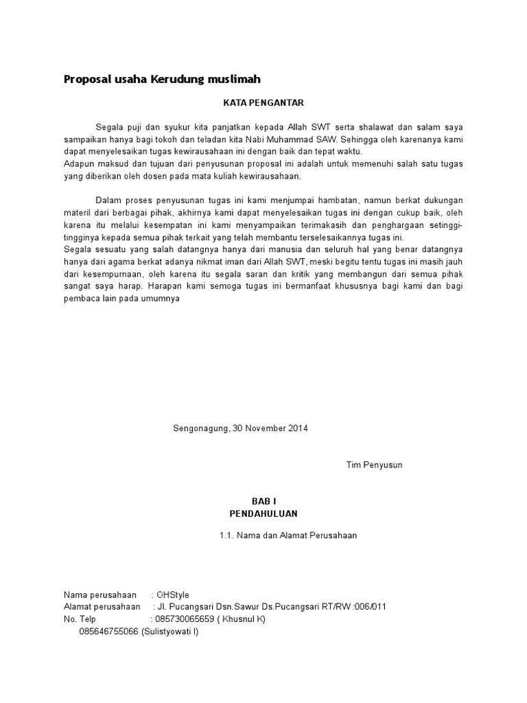 Proposal Usaha Kerudung Muslimah | PDF