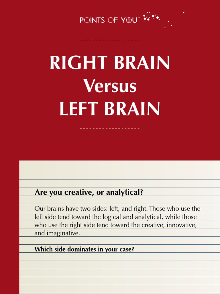 Right Brain Versus Left Brain | PDF | Lateralization Of Brain Function ...