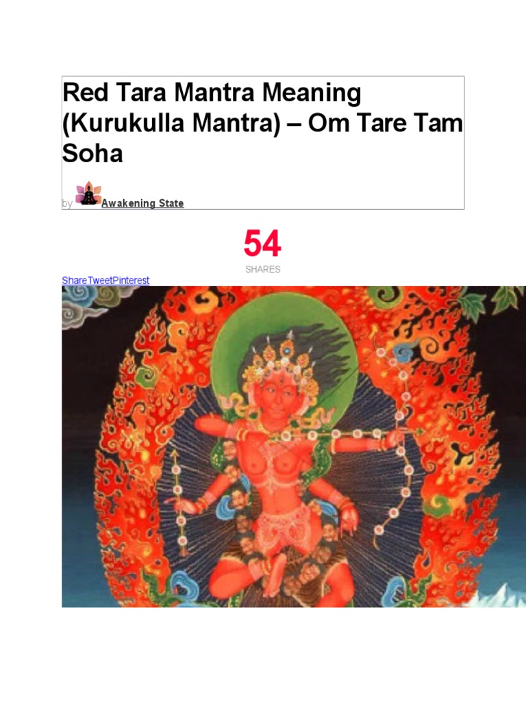 Red Tara Mantra Meaning (Kurukulla Mantra) - Om Tare Tam Soha | PDF ...