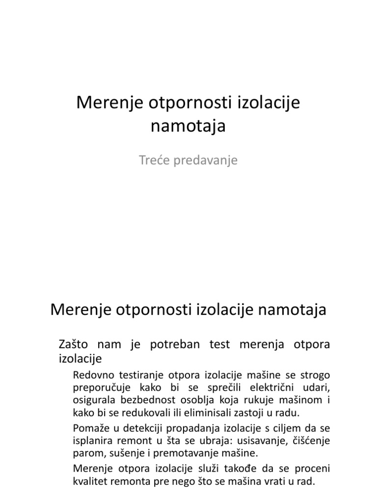 Predavanje3 Merenje Otpora Izolacije | PDF