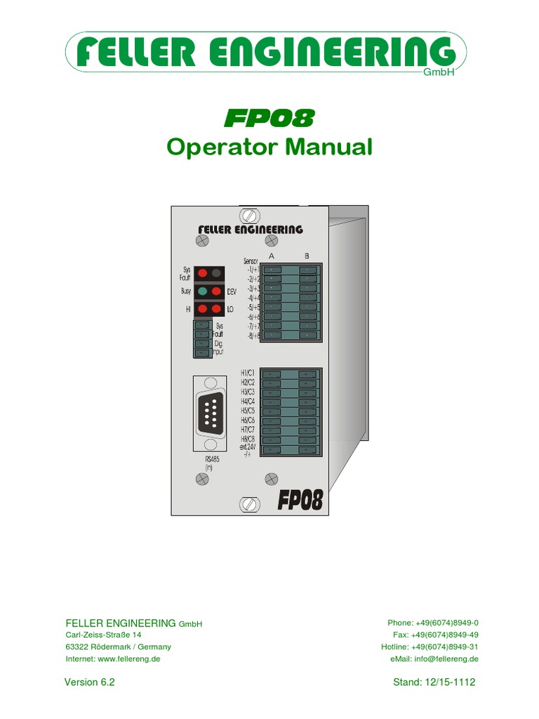 FP08-620 Eng Manual Feller | PDF | Parameter (Computer Programming) | Electrical Connector