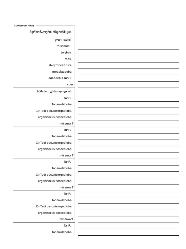 Cv-ს შესავსები ფორმა | PDF