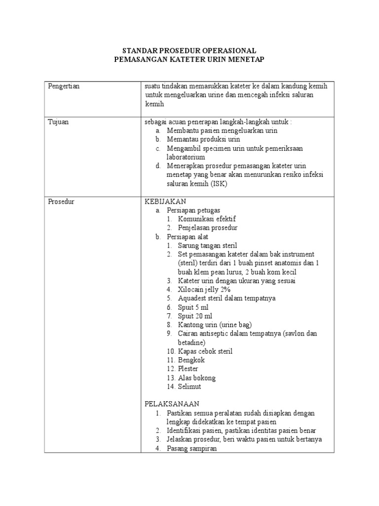 Sop Pemasangan Kateter | PDF