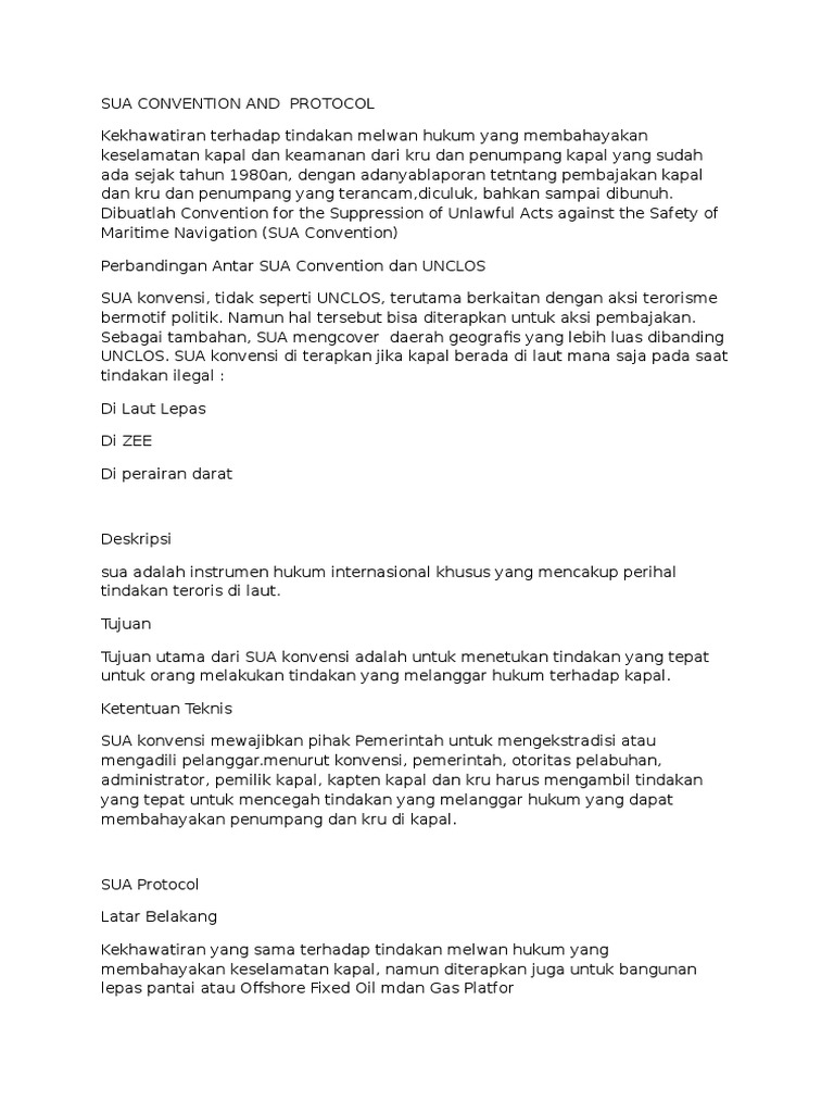 Sua Convention and Protocol | PDF