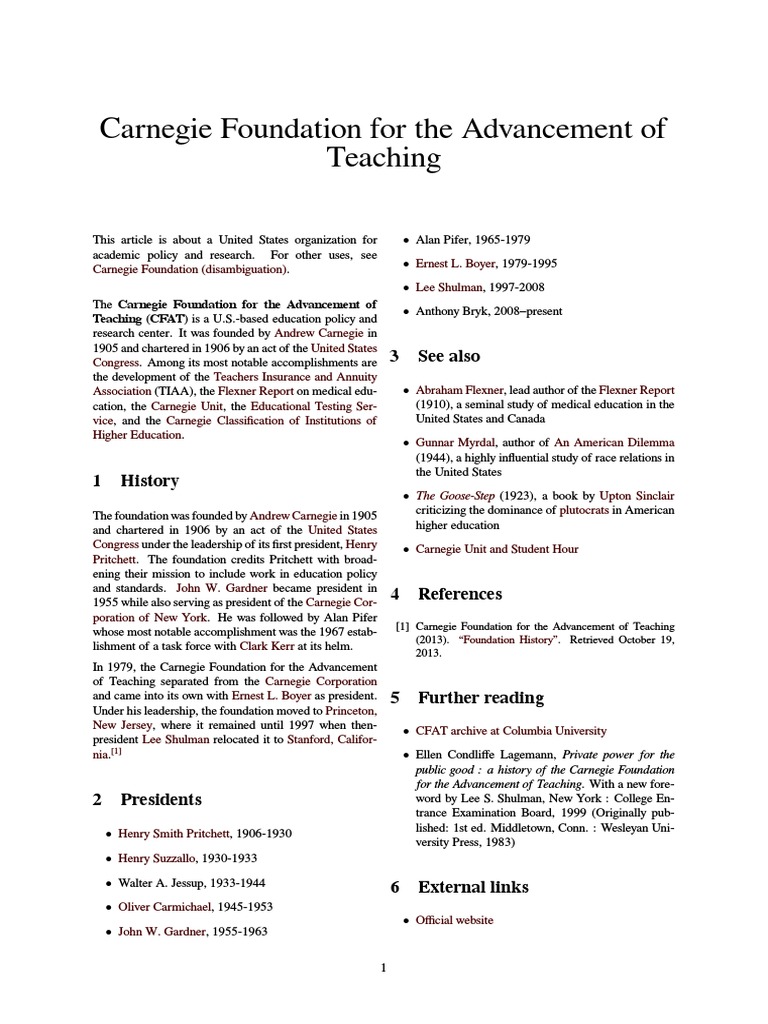 History of the Carnegie Foundation | PDF | Non Profit Organizations ...