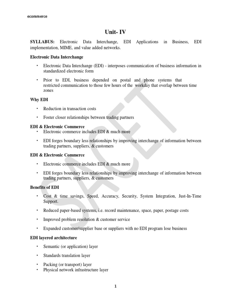 Unit-IV: SYLLABUS: Electronic Data Interchange, EDI Applications in Business, EDI | PDF ...