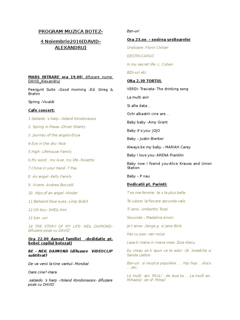Program Muzica Botez | PDF | Art