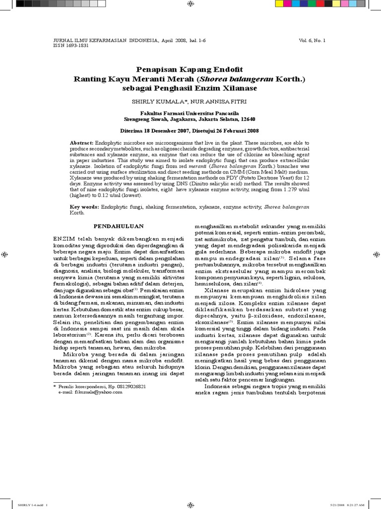 Enzim Xilanase dari Kapang Endofit Meranti | PDF | Sains & Matematika