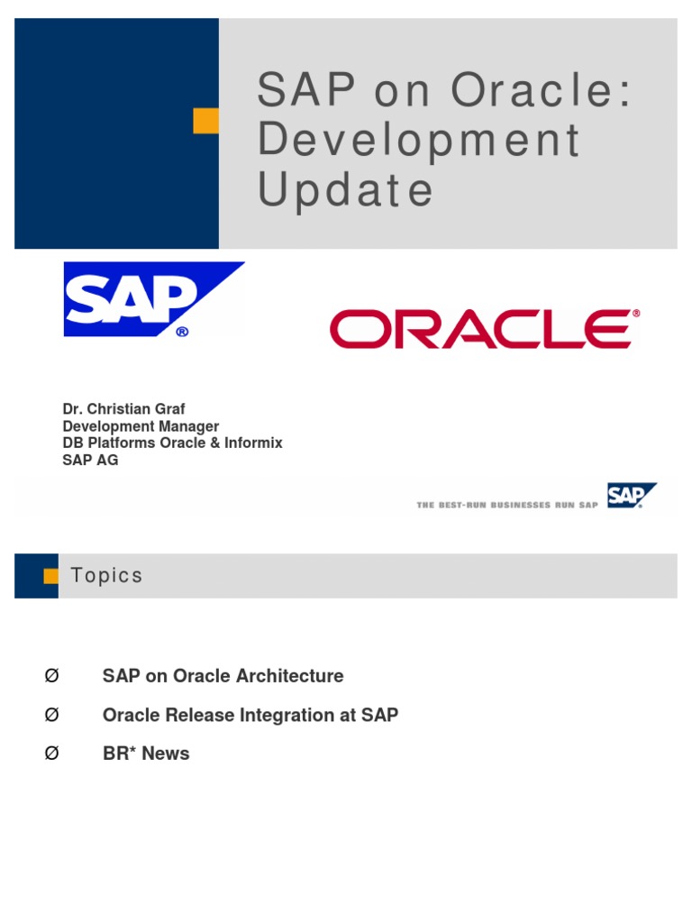 SAP On Oracle: Development Update | PDF | Oracle Corporation | Sap Se