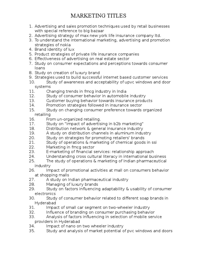 Marketing Titles | PDF | Consumer Behaviour | Brand