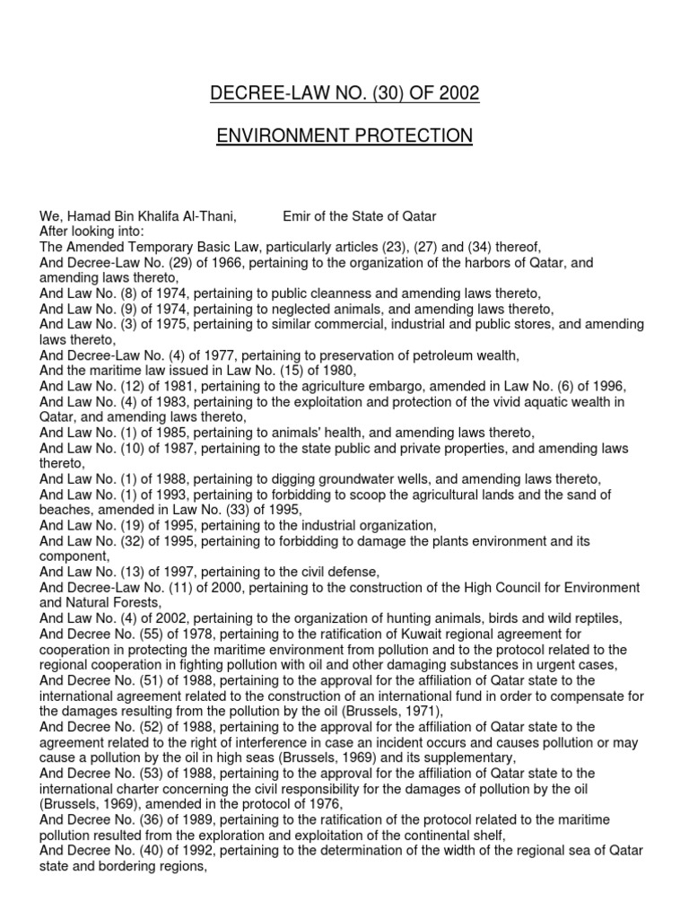 Decree Law 30 of 2002 | PDF | Petroleum | Waste