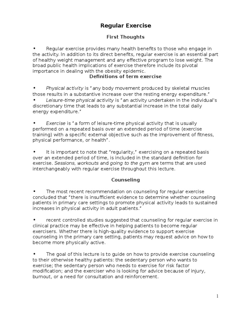 2 Regular Exercise | PDF | Physical Exercise | Physical Fitness