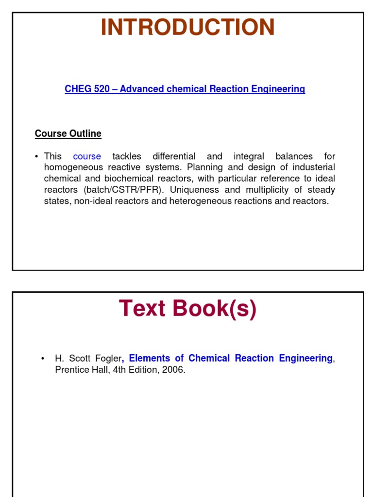 Introduction& Fundamentals PDF | PDF | Chemical Reactor | Chemistry