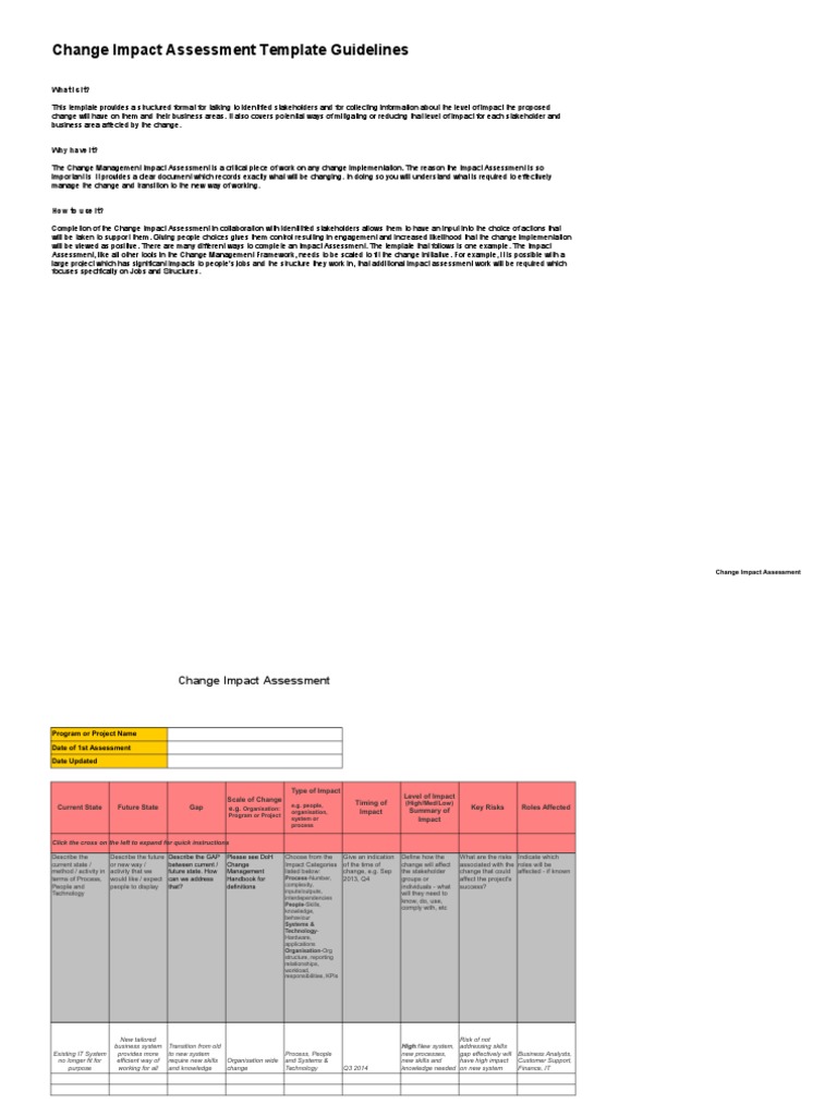 Change Impact Assessment Template Guide | PDF | Stakeholder (Corporate ...