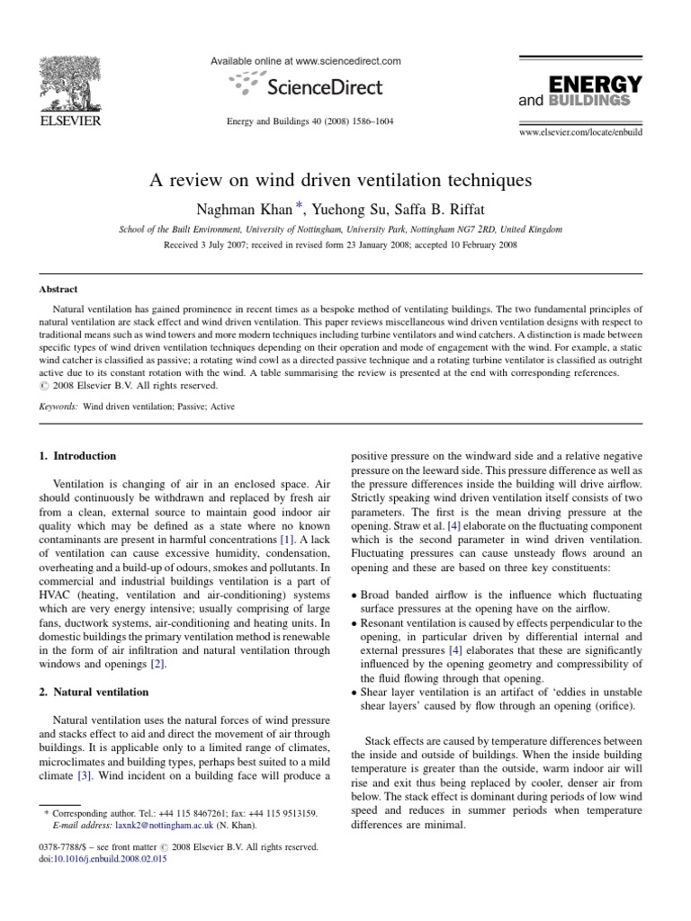 A Review of Passive and Active Wind-Driven Ventilation Techniques for ...