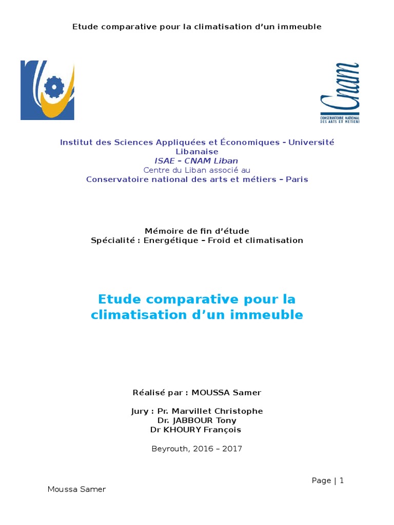 MEMOIRE Samer Moussa | PDF | Climatisation | Thermodynamique Atmosphérique