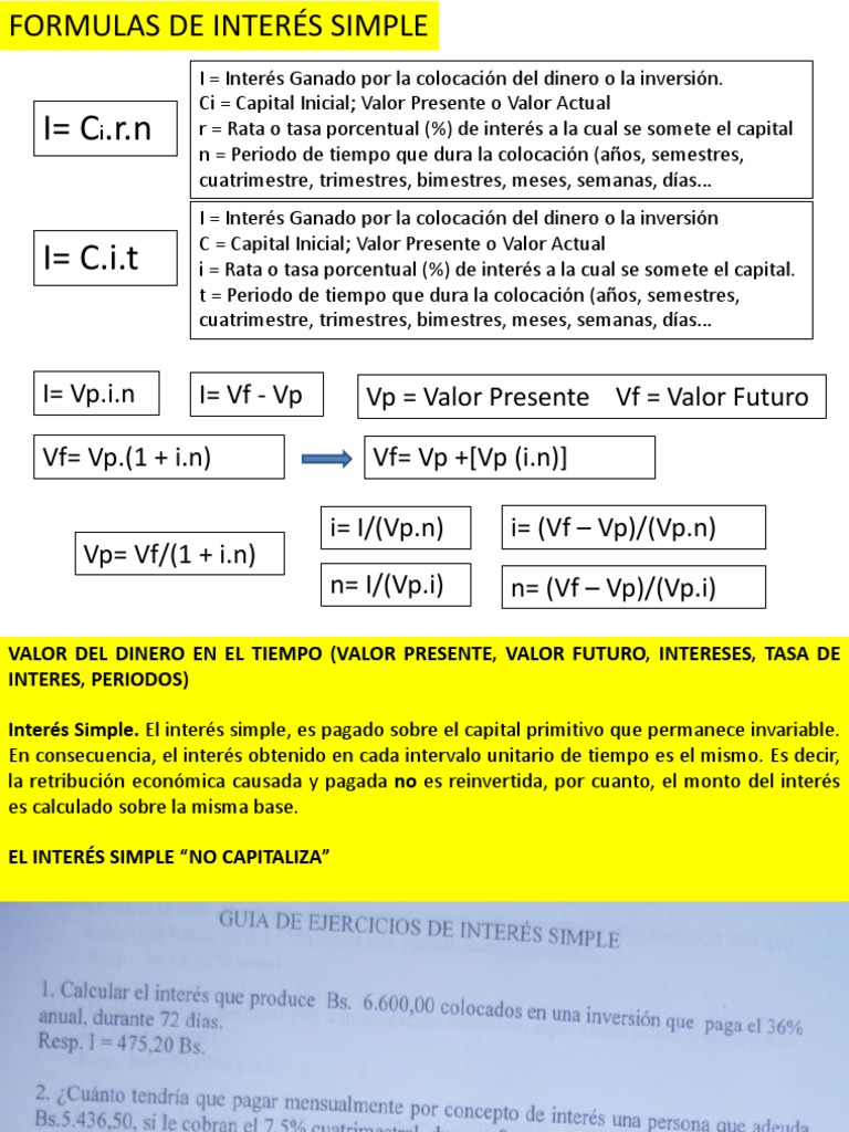 Formulario Interés Simple | PDF | Economias | Business
