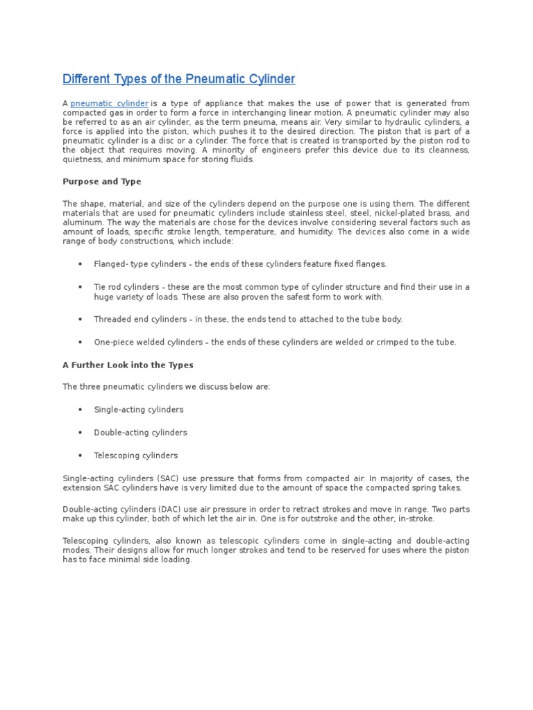 An In-Depth Look at the Different Types of Pneumatic Cylinders | PDF ...