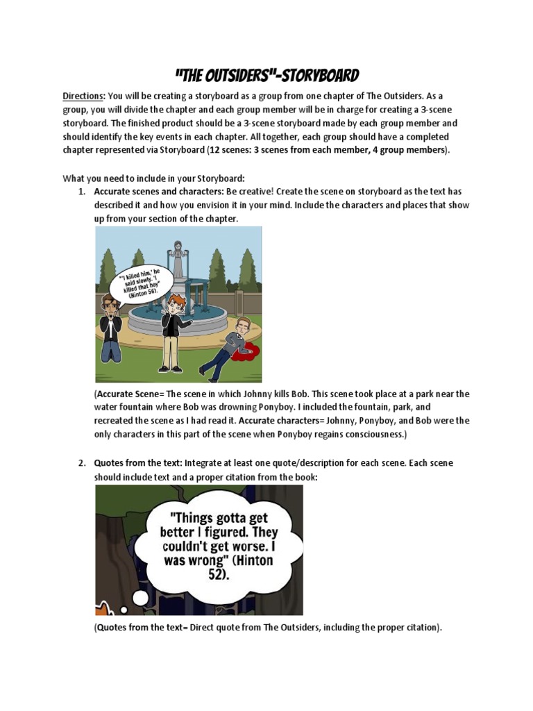 "The Outsiders"-Storyboard: Quotes From The Text | PDF