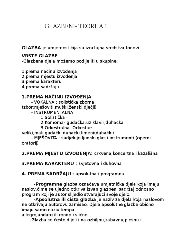 Glazbeni Skripta-1 | PDF