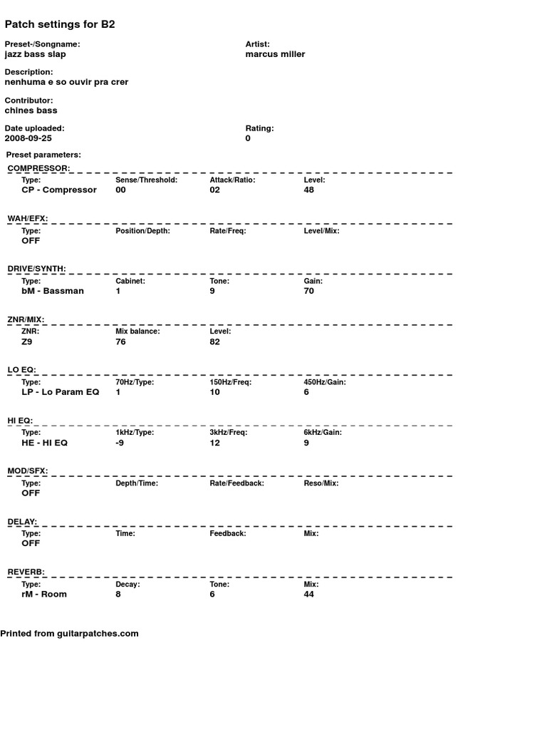 Patch Zoom B2 Jazz Bass Slap (Marcos-Linux, 1) | PDF