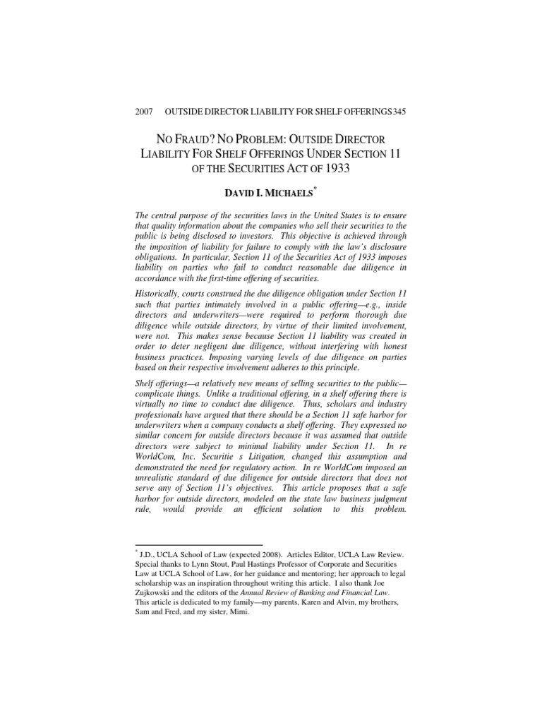 Michaels | PDF | Securities Act Of 1933 | Sec Rule 10b 5