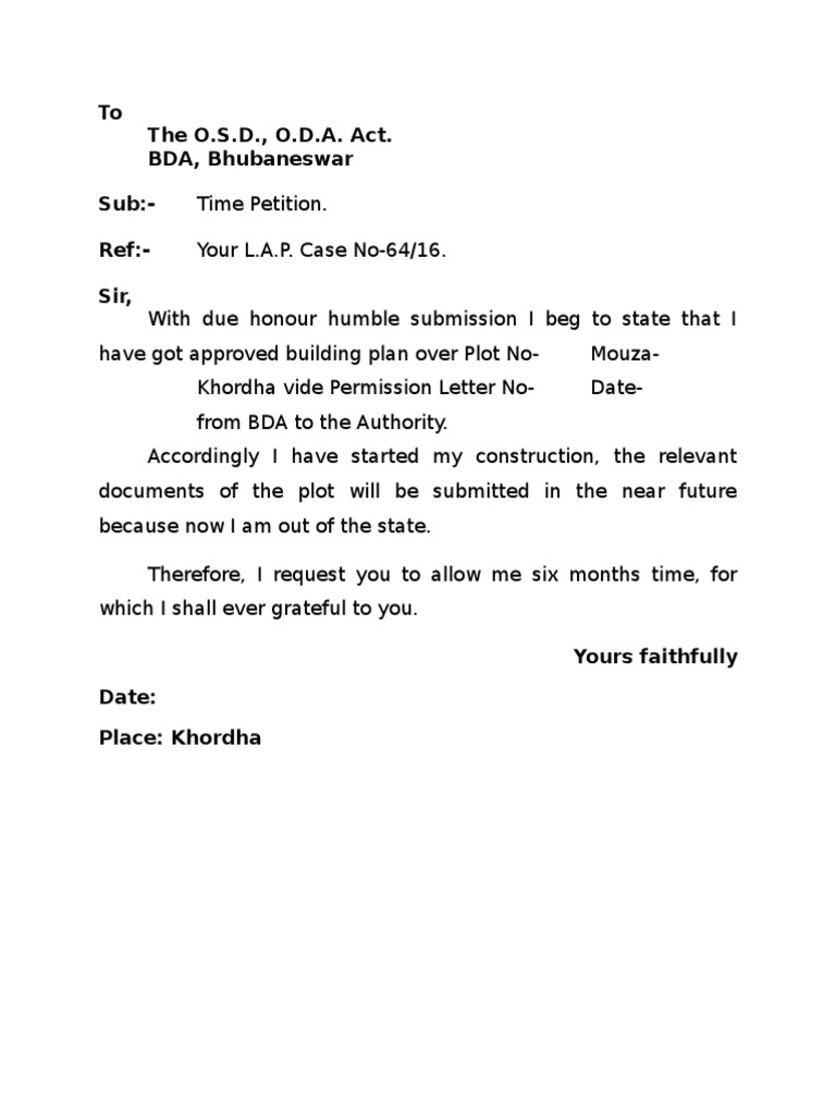 To The O.S.D., O.D.A. Act. BDA, Bhubaneswar Sub:-Ref: - Sir | PDF