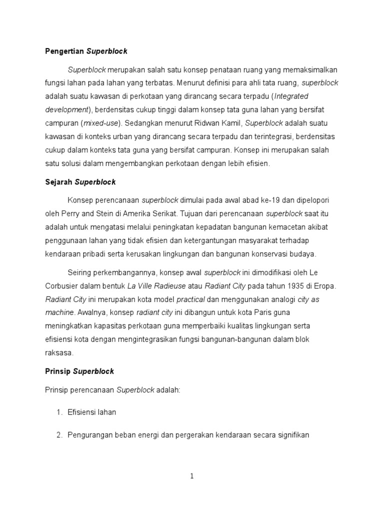 Konsep dan Contoh Superblock di Indonesia | PDF | Seni