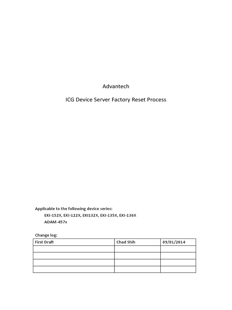 Advantech Device Factory Reset Guide | PDF