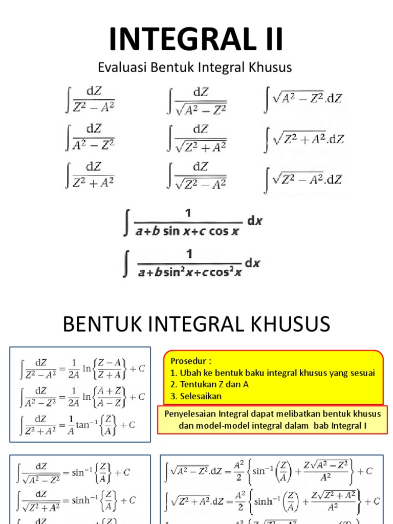 Evaluasi Bentuk Integral Khusus dan Contoh Soalnya | PDF