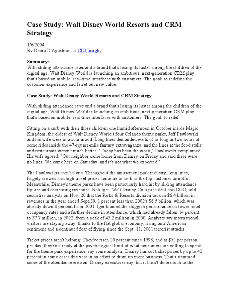 Disney's Next-Gen CRM Strategy Case Study | PDF | The Walt Disney ...