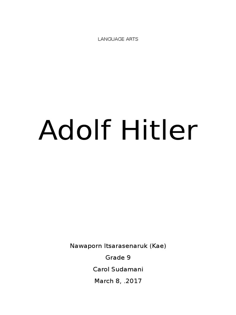 Adolf Hitler 1 Essay Research Paper | PDF | Nazi Germany | Adolf Hitler