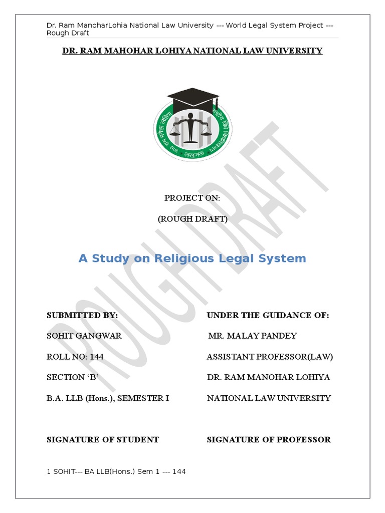 A Study On Religious Legal System: Dr. Ram Mahohar Lohiya National Law ...