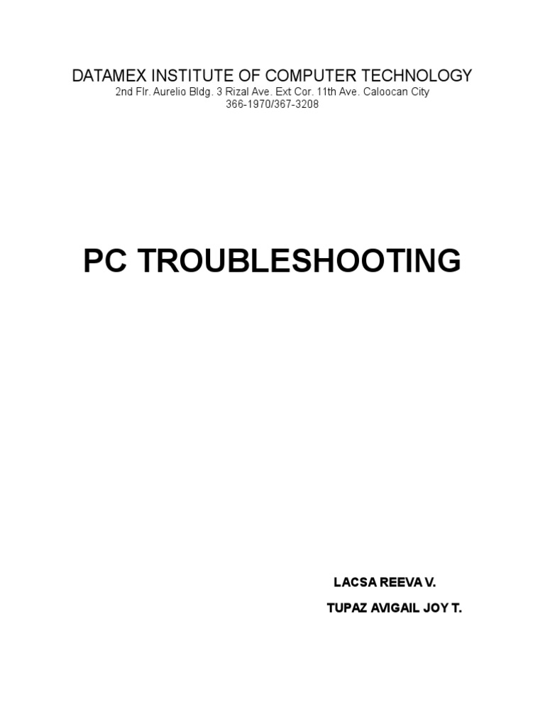 PC Troubleshooting: Datamex Institute of Computer Technology | Download ...