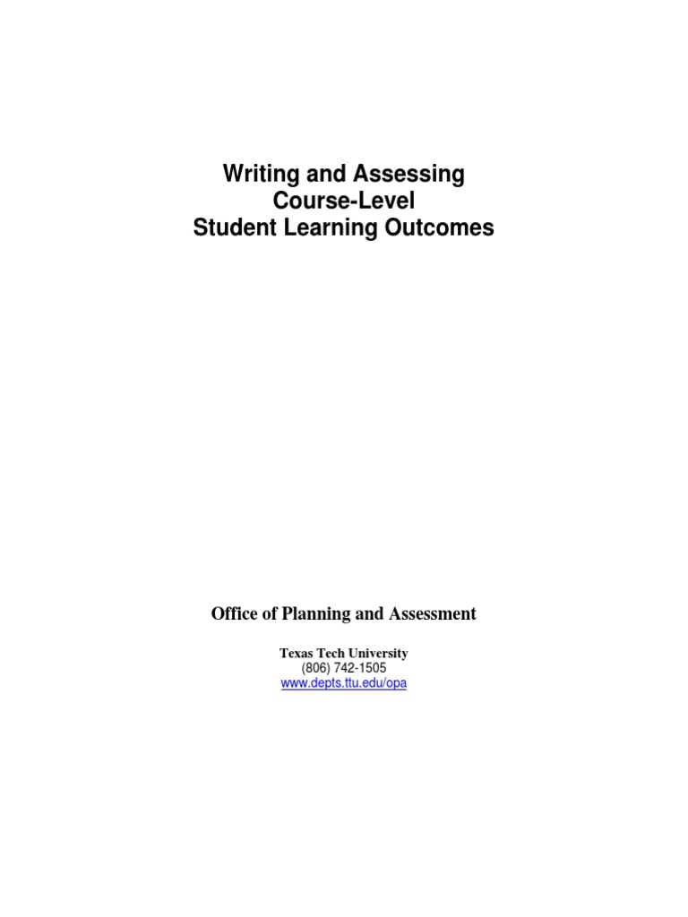 Writing and Assessing Course-Level Student Learning Outcomes | PDF ...