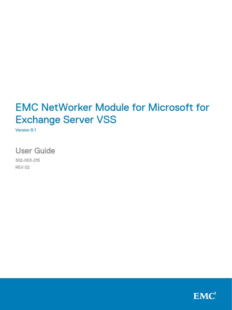 Emc Networker Module For Microsoft For Exchange Server VSS: User Guide | PDF | Microsoft ...