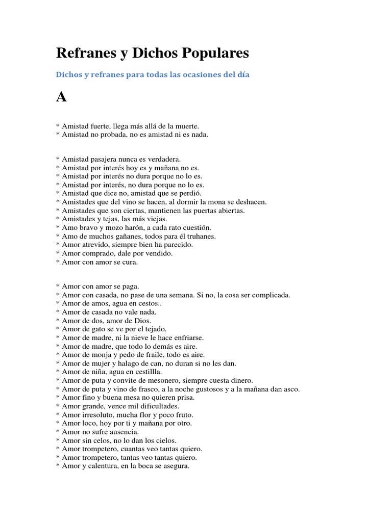 Refranes y Dichos Populares Españoles | PDF | Caballos | Cabra