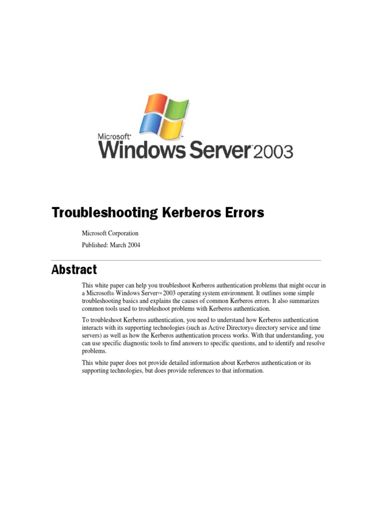 Troubleshooting Kerberos Errors | PDF | Active Directory | Port (Computer Networking)
