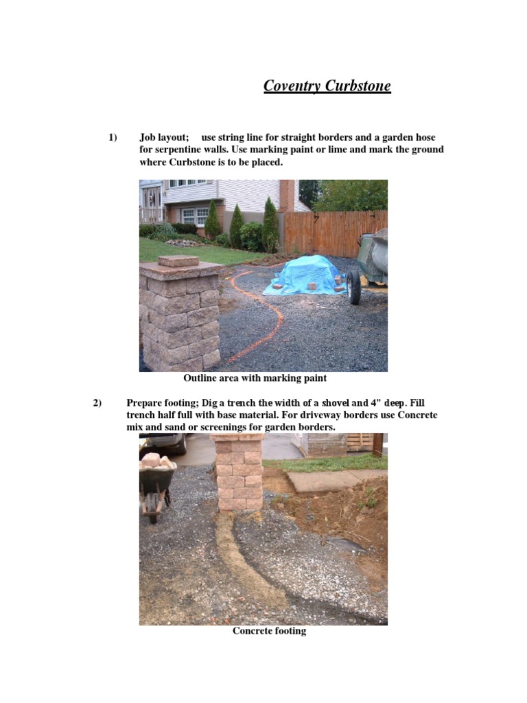 Coventry Curbstone Installation Instructions PDF | PDF | Mortar ...