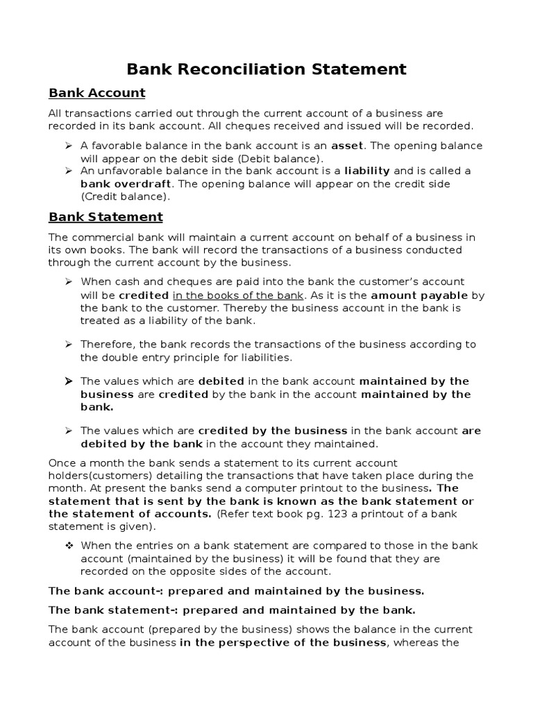 Bank Reconciliation | PDF | Debits And Credits | Transaction Account