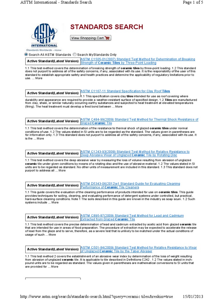Ceramic Tile Testing Standards Overview | PDF | Wear | Tile