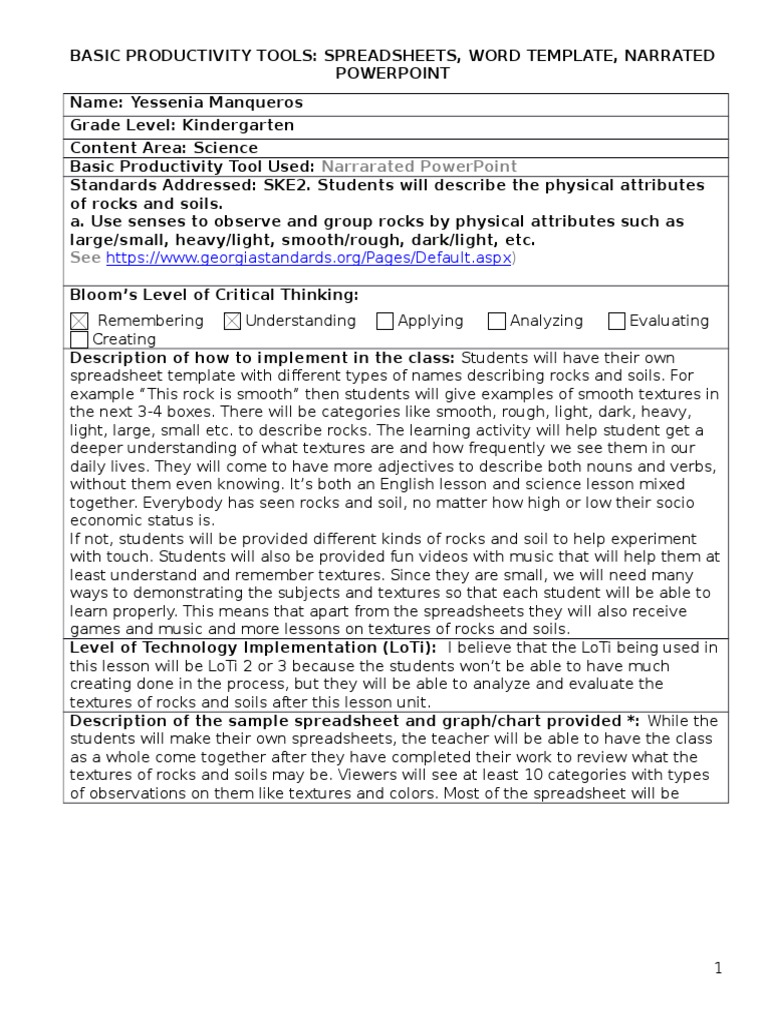 2 BPT Lesson Idea 2016 | PDF | Spreadsheet | Adjective