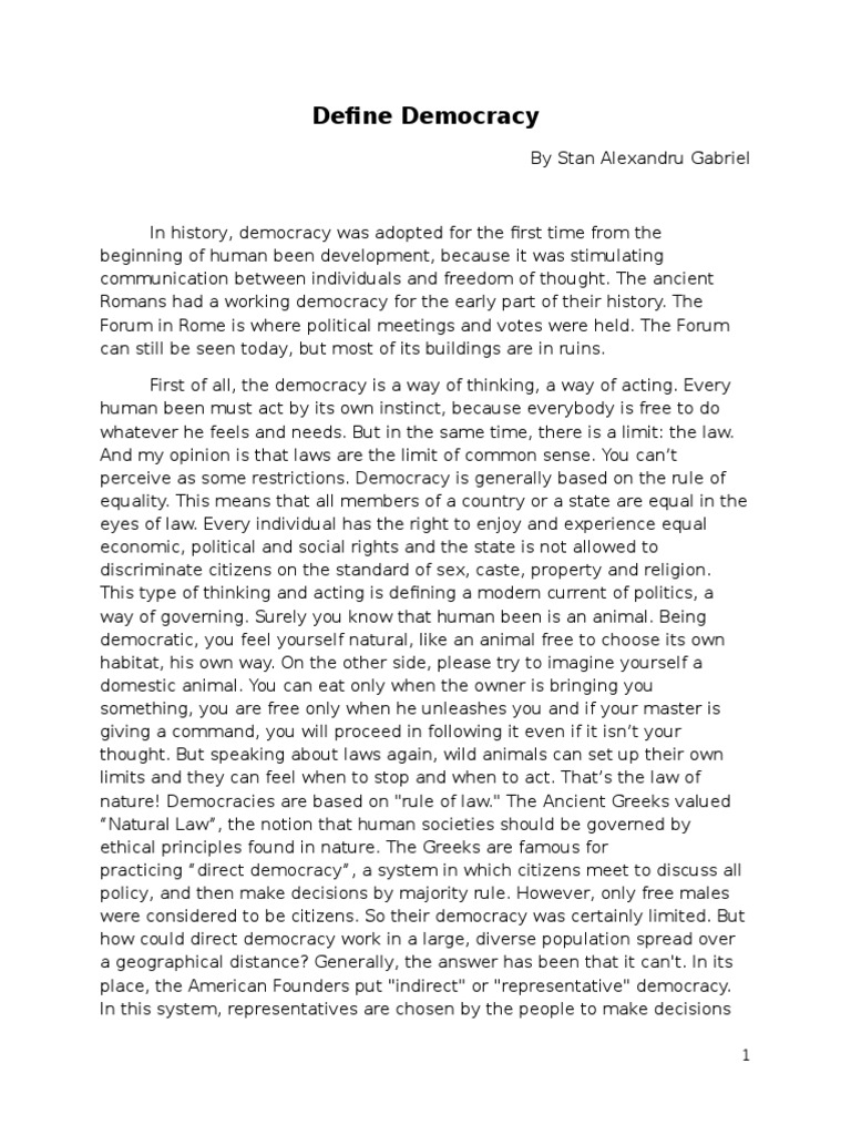Define Democracy | PDF | Political Freedom | Democracy