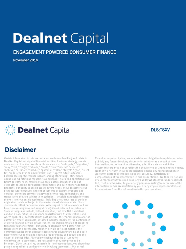Dealnet Investor Presentation November 2016 | PDF | Securitization | Loans
