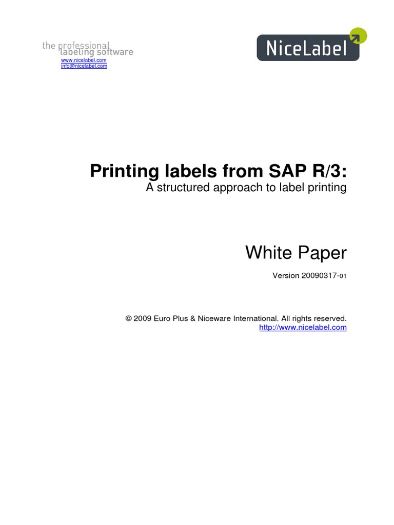Printing Labels From SAP R/3:: White Paper | PDF | File Format ...